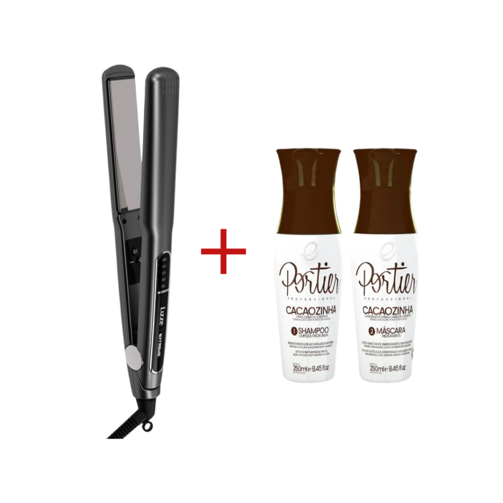 Kit Portier Cacaozinha Alisamento + Prancha Lizze Extreme